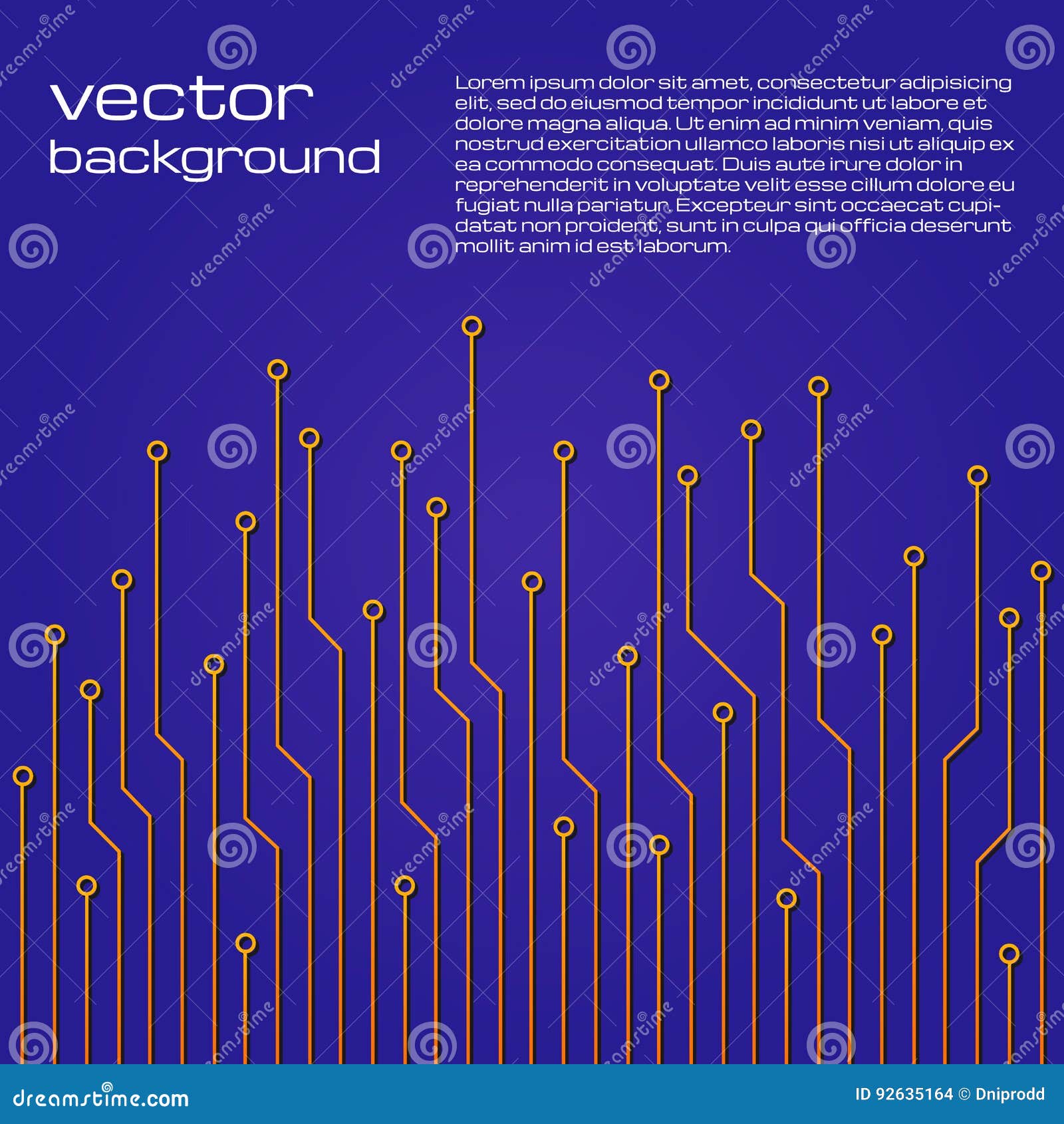 Abstract Technological Blue Background with Yellow Elements of the ...