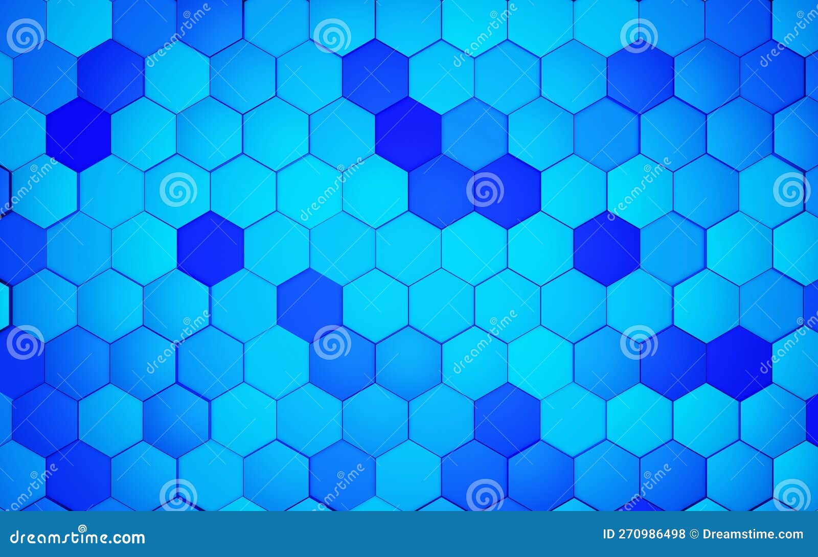 Abstract Technological Blue Hexagonal Background 3d Render. Wall ...