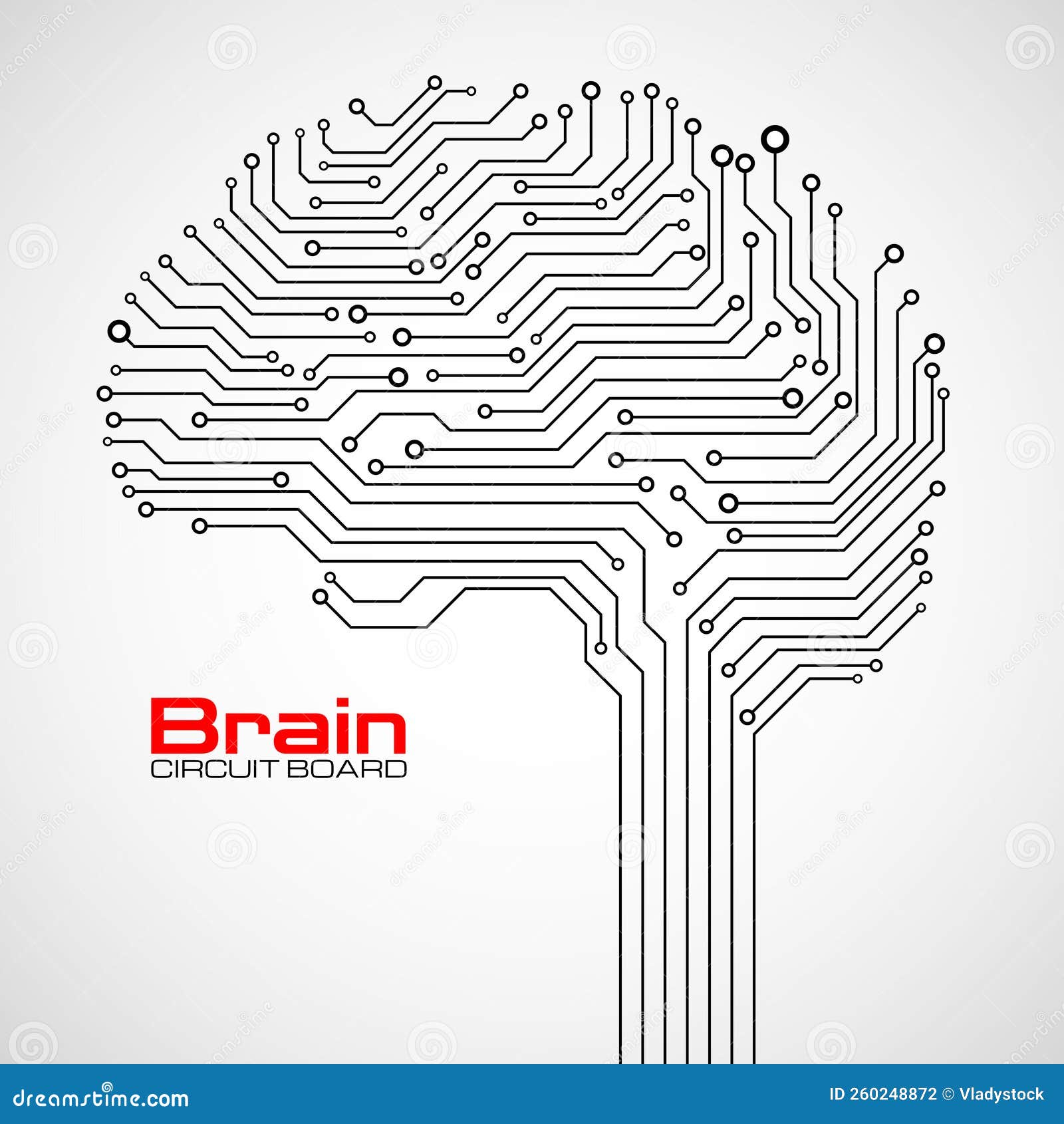 Abstract Technological Brain with Circuit Board Stock Vector ...