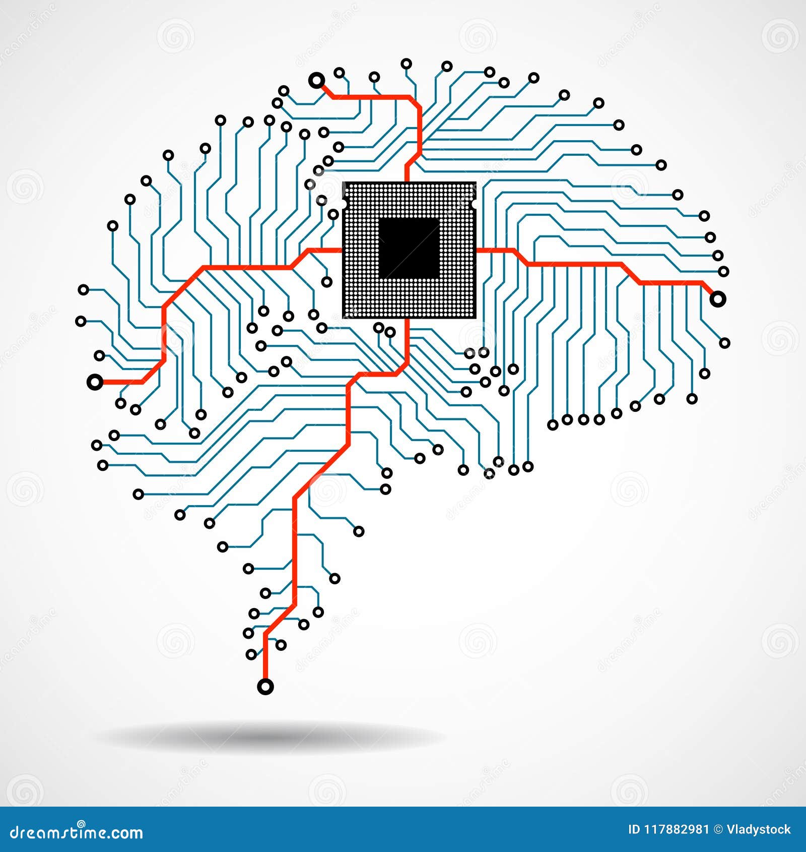 Abstract Technological Brain. Cpu Stock Vector - Illustration of ...