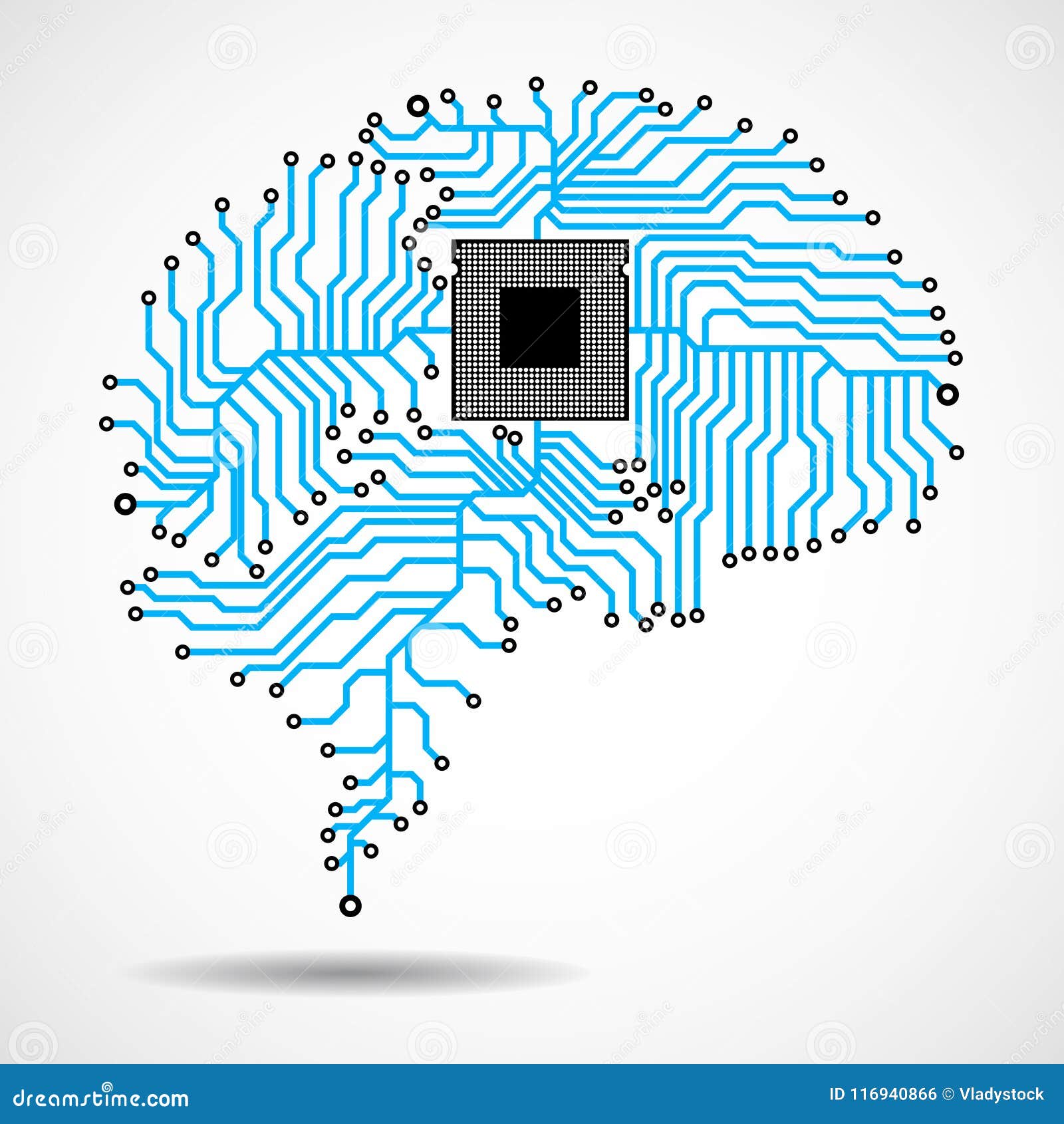 Abstract Technological Brain. Cpu Stock Vector - Illustration of ...