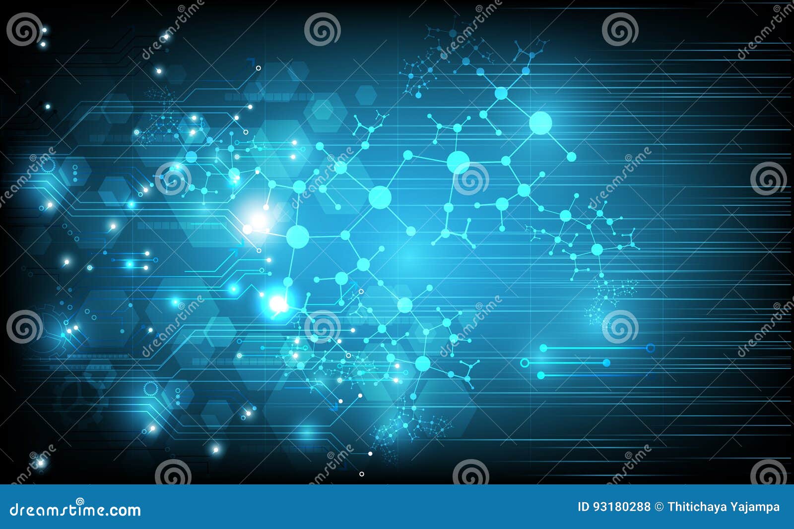 Molecules Concept Of Neurons, Background For Cartoon Vector ...
