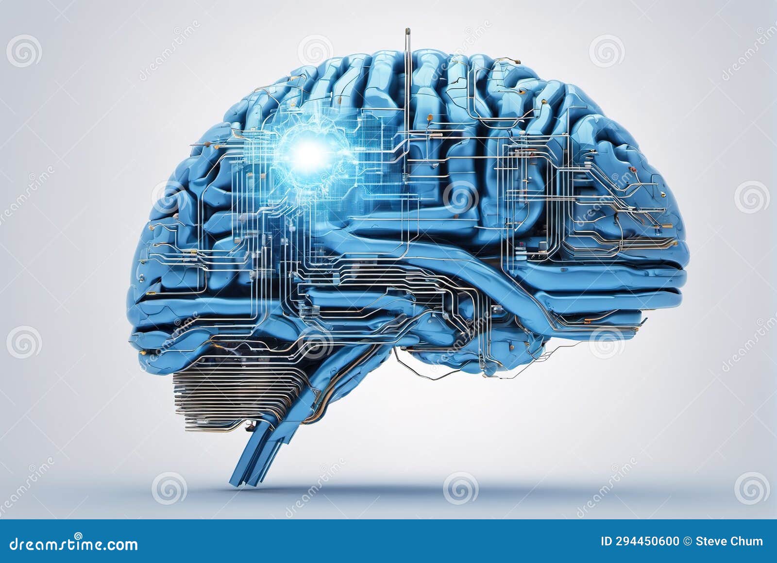 Abstract Technological Display of Human Brain Stock Illustration ...