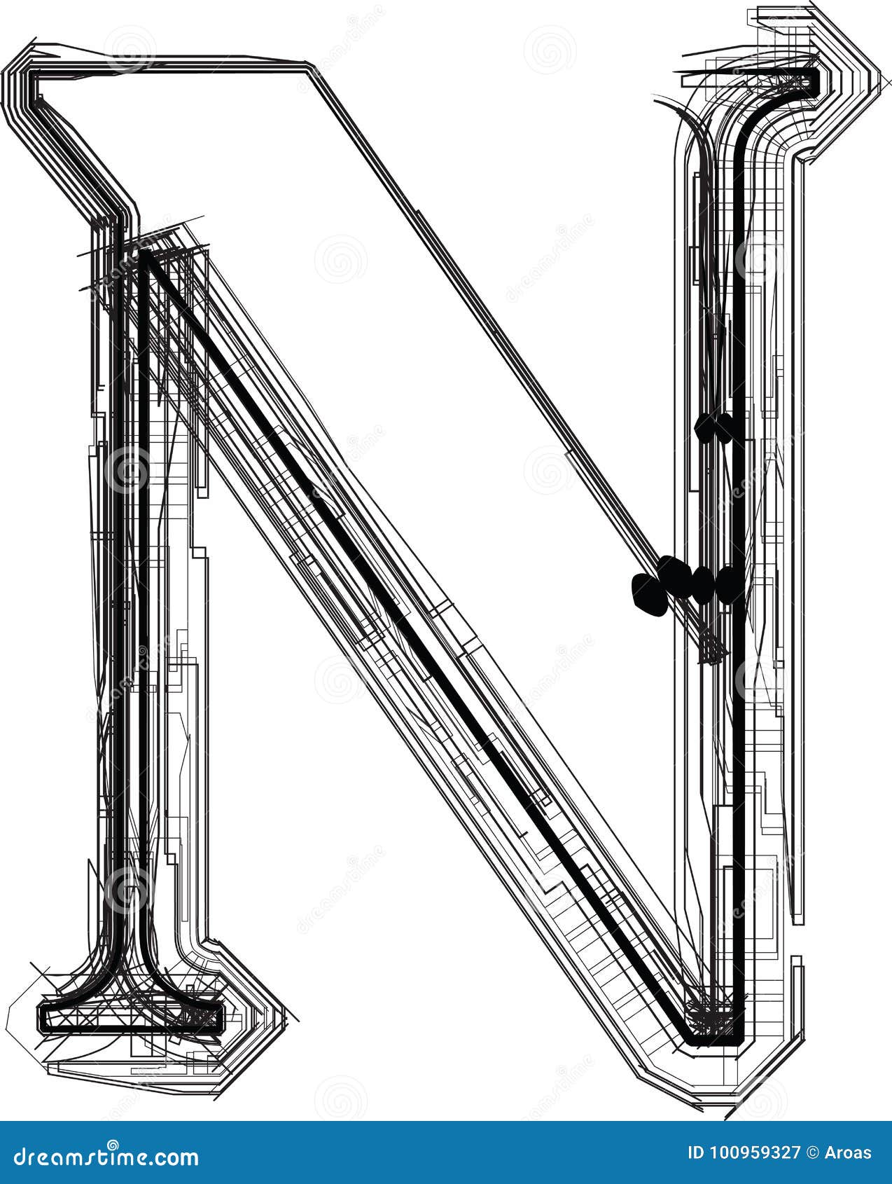 Technological Font. LETTER N Stock Vector - Illustration of font ...