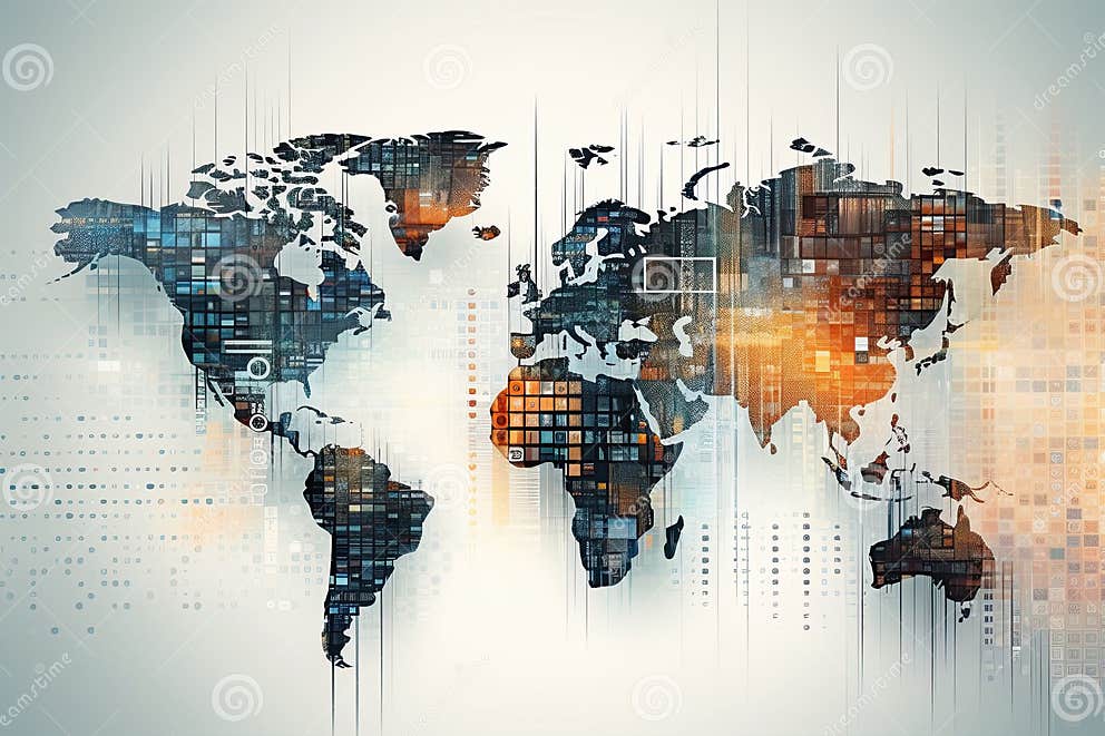 Abstract Technological Geographic Map. Planet Earth. Global ...
