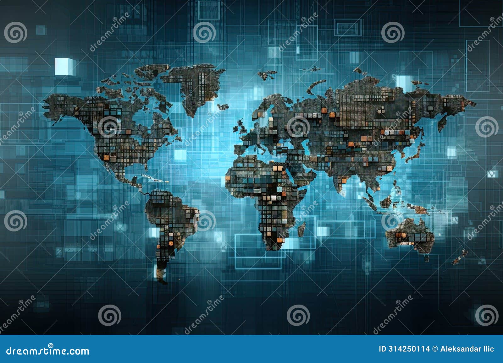 Abstract Technological Geographic Map. Planet Earth. Global ...