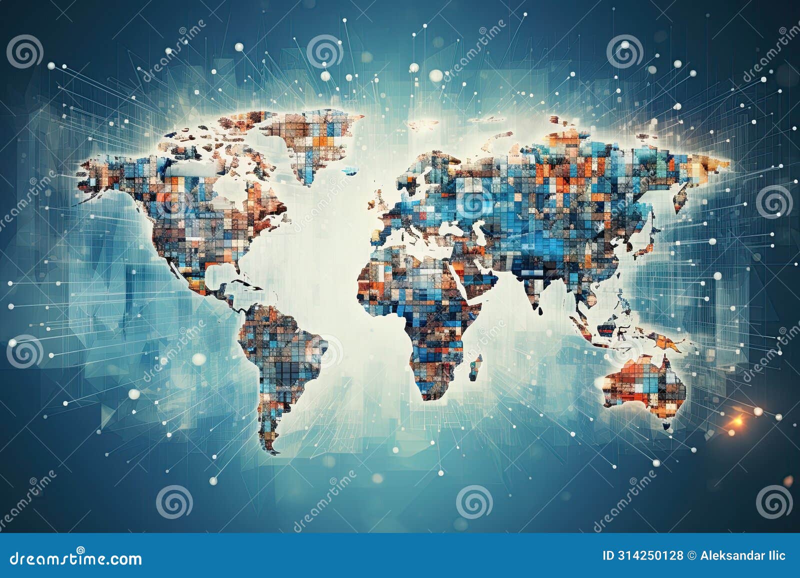 Abstract Technological Geographic Map. Planet Earth. Global ...