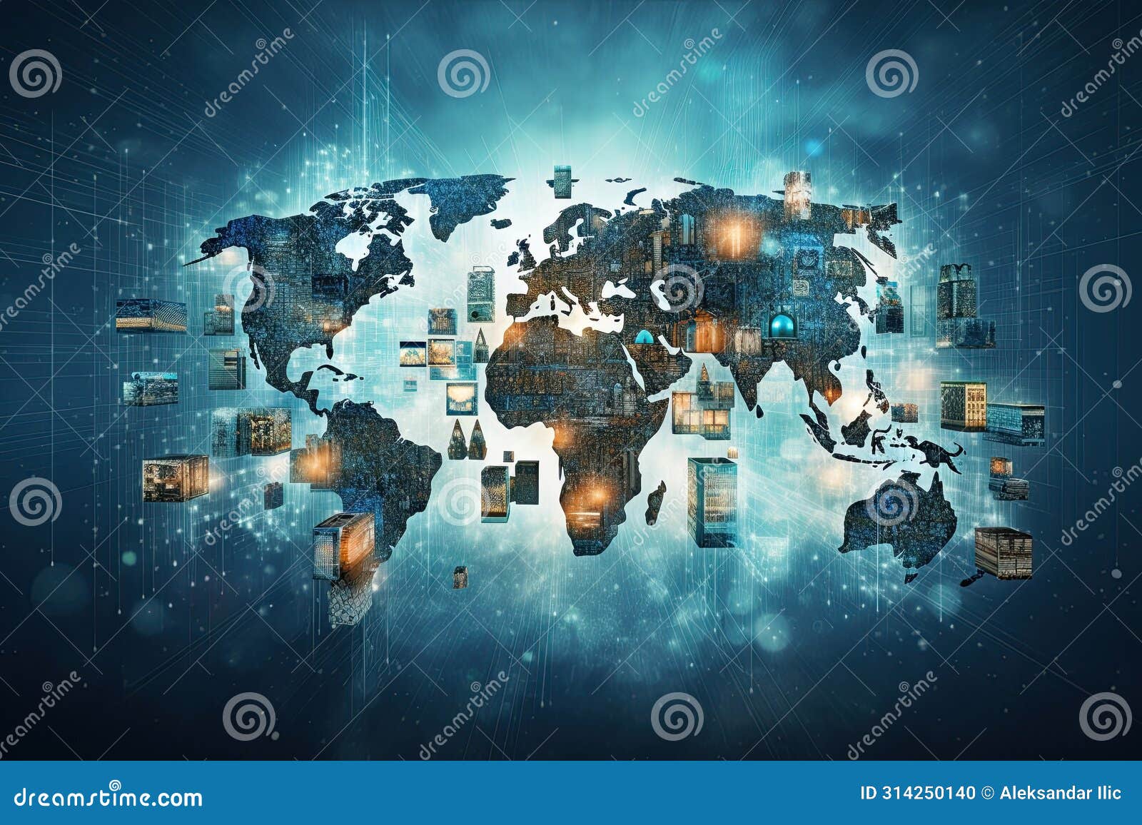 Abstract Technological Geographic Map. Planet Earth. Global ...