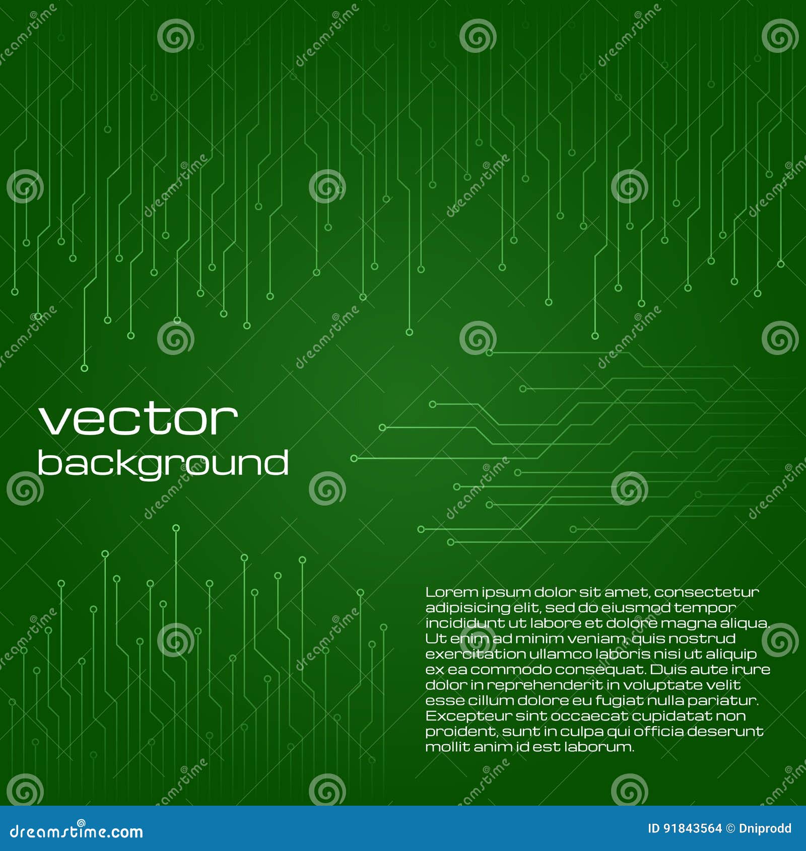Abstract Technological Green Background with Elements of the Microchip ...