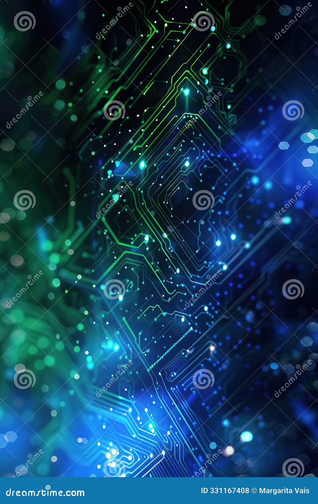 Abstract Technological Vertical Background in Blue and Green Colors ...
