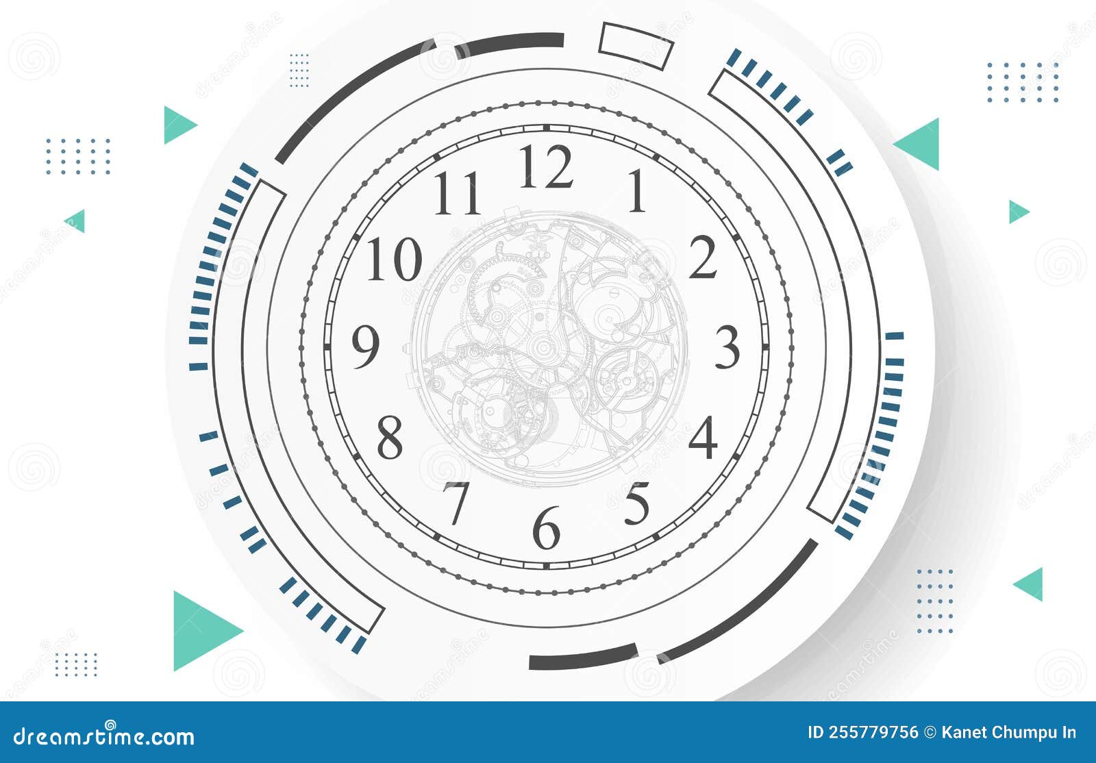 Abstract Technology Analog Clock Face on White Background.Timer Vector ...