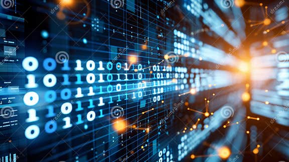 Abstract Technology Background, Big Data Digital Binary Code. Programming, Data Flow Stock ...