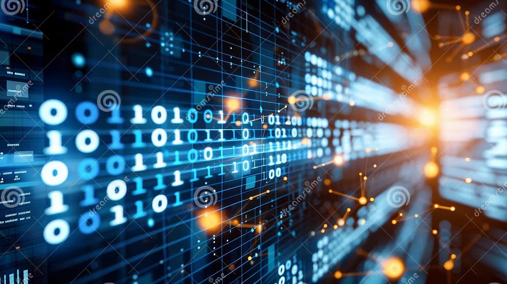 Abstract Technology Background, Big Data Digital Binary Code. Programming, Data Flow Stock ...