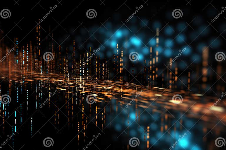Abstract Technology Background with Binary Code. 3d Rendering, 3d ...