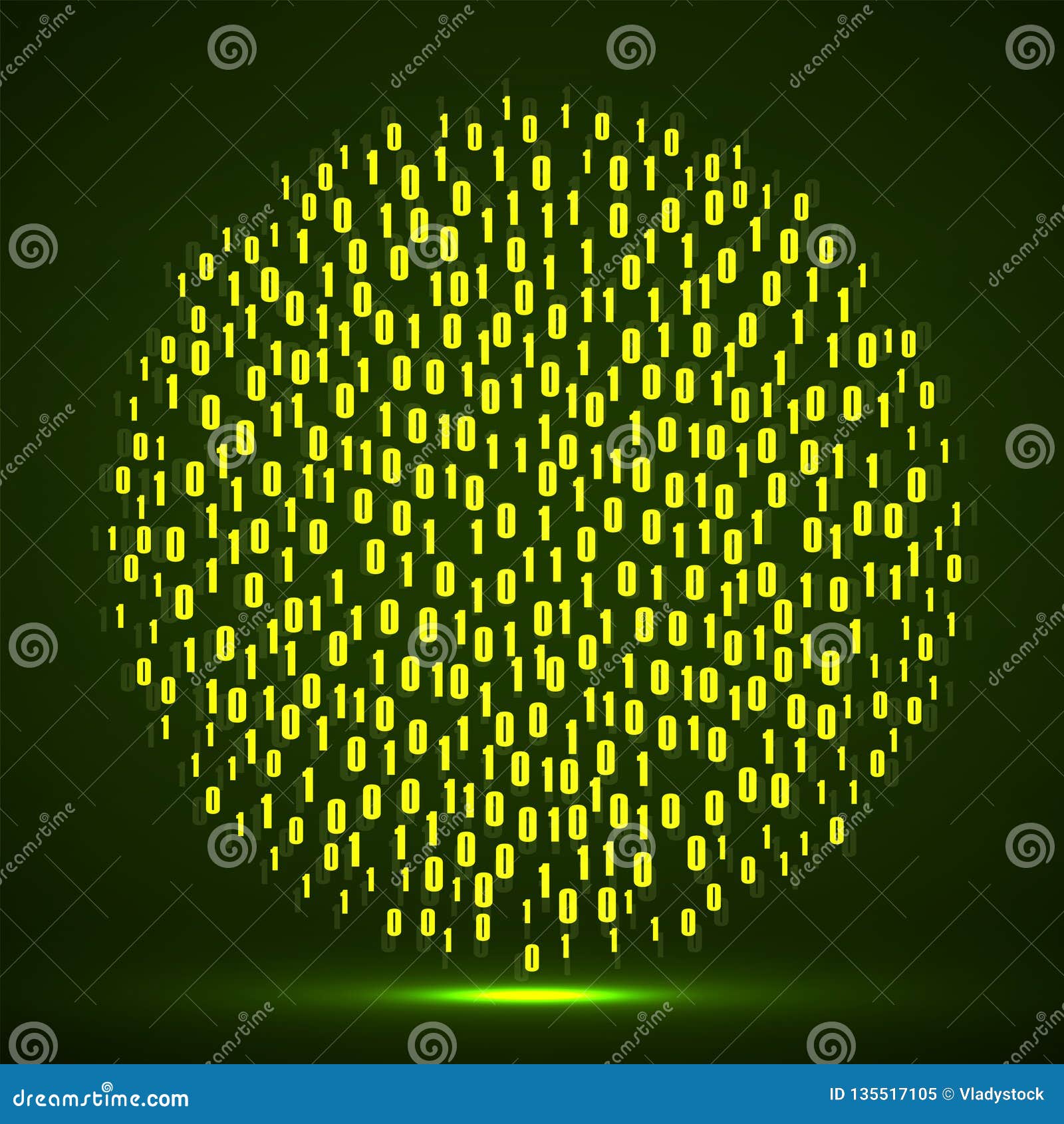 Abstract Technology Background with Binary Computer Code in Circle ...