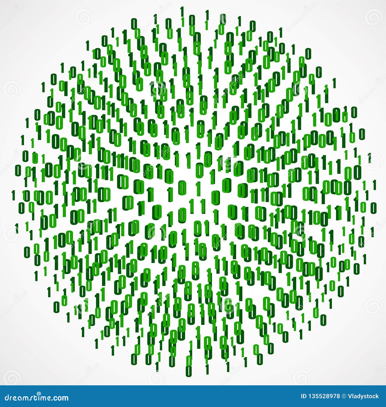Abstract Technology Background with Binary Computer Code in Circle ...