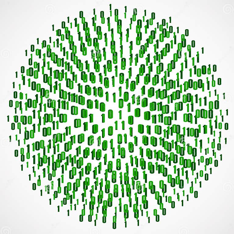 Abstract Technology Background with Binary Computer Code in Circle ...