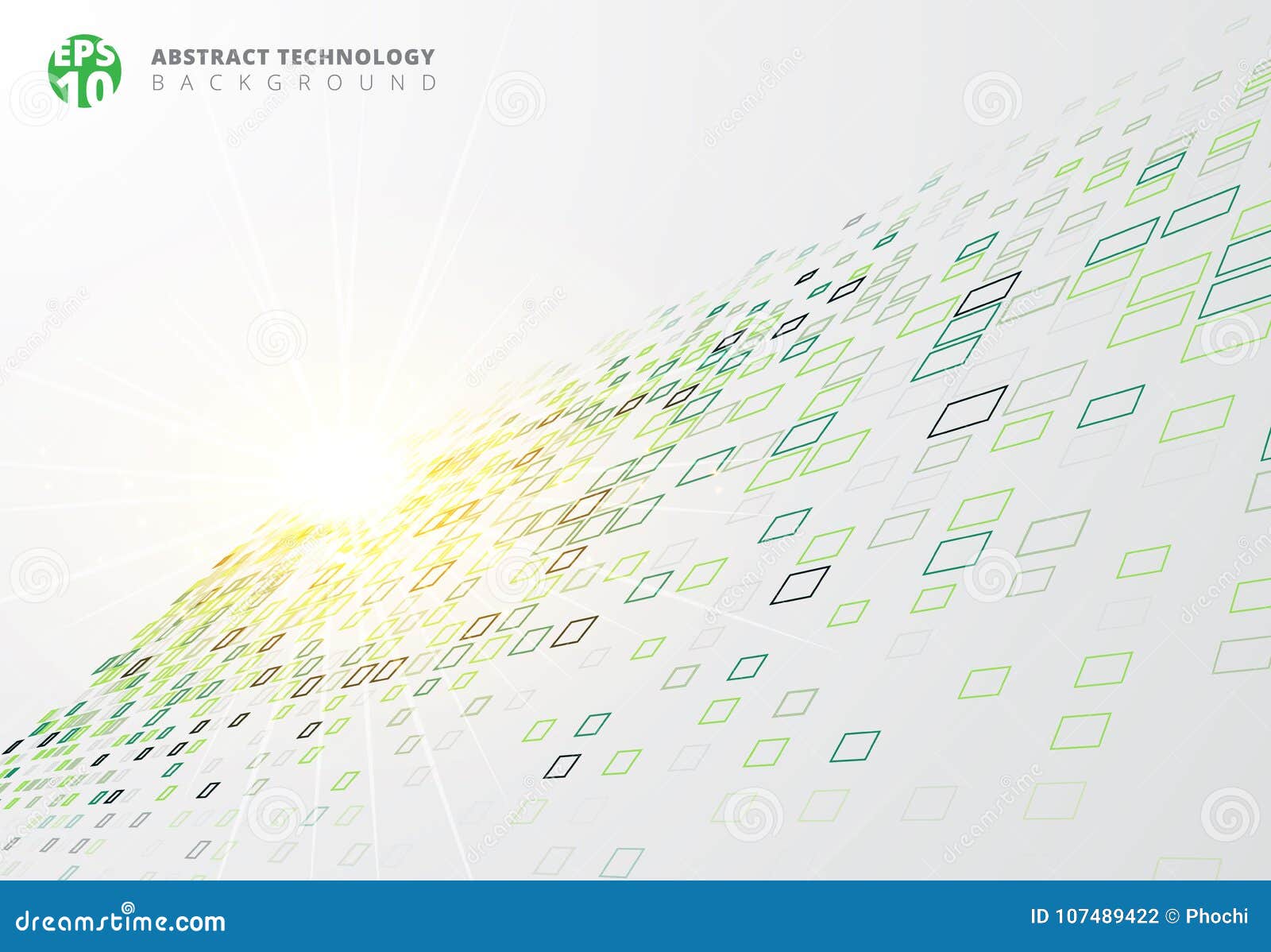 Abstract Technology Background Blue Border Squares Pattern Persp Stock ...