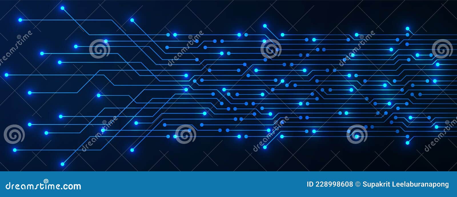 Abstract Technology Background, Blue Circuit Board Pattern with Light ...