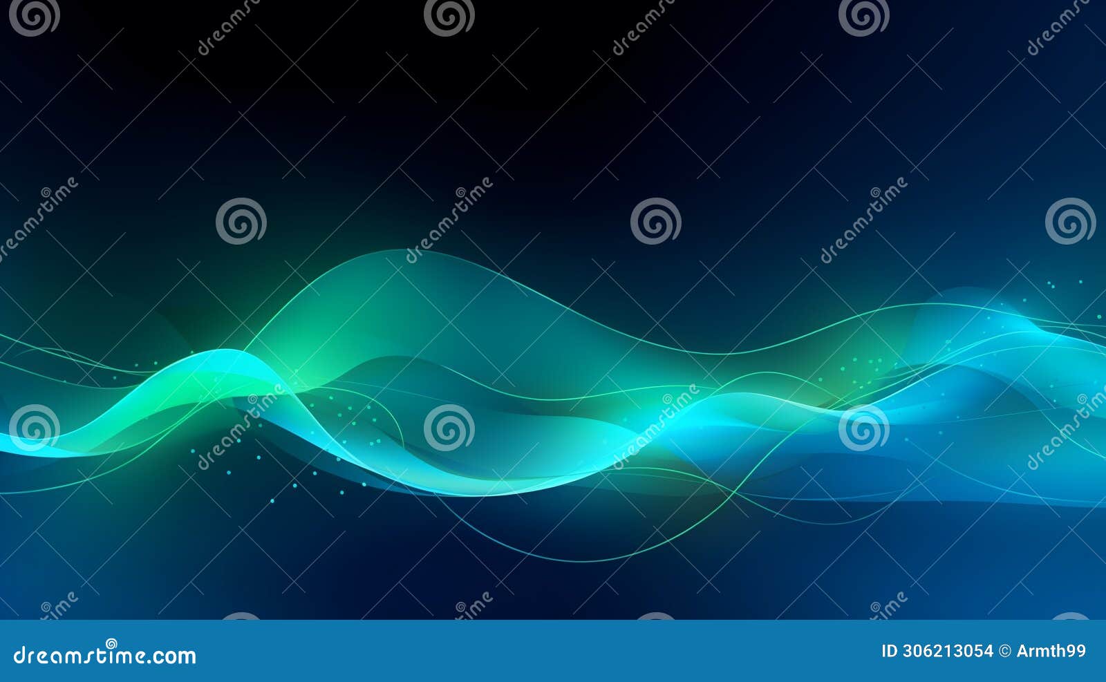 Abstract Technology Background with Blue and Green Waves Stock ...