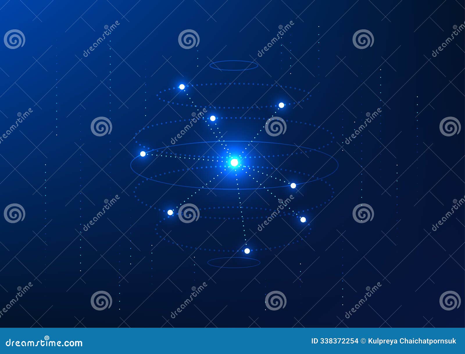 Abstract Technology Background with a Center Point Expanding into a ...