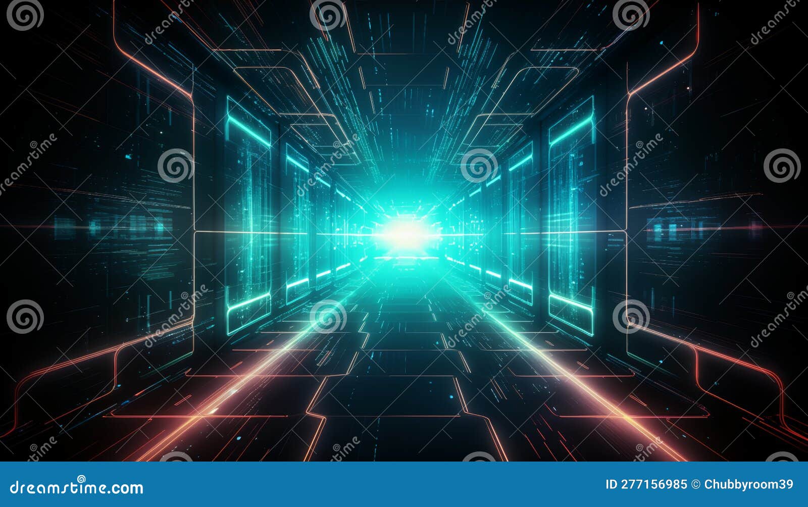 Abstract Technology Background. Circuit Dots, Lines and Binary Data. Generative AI Stock Image ...