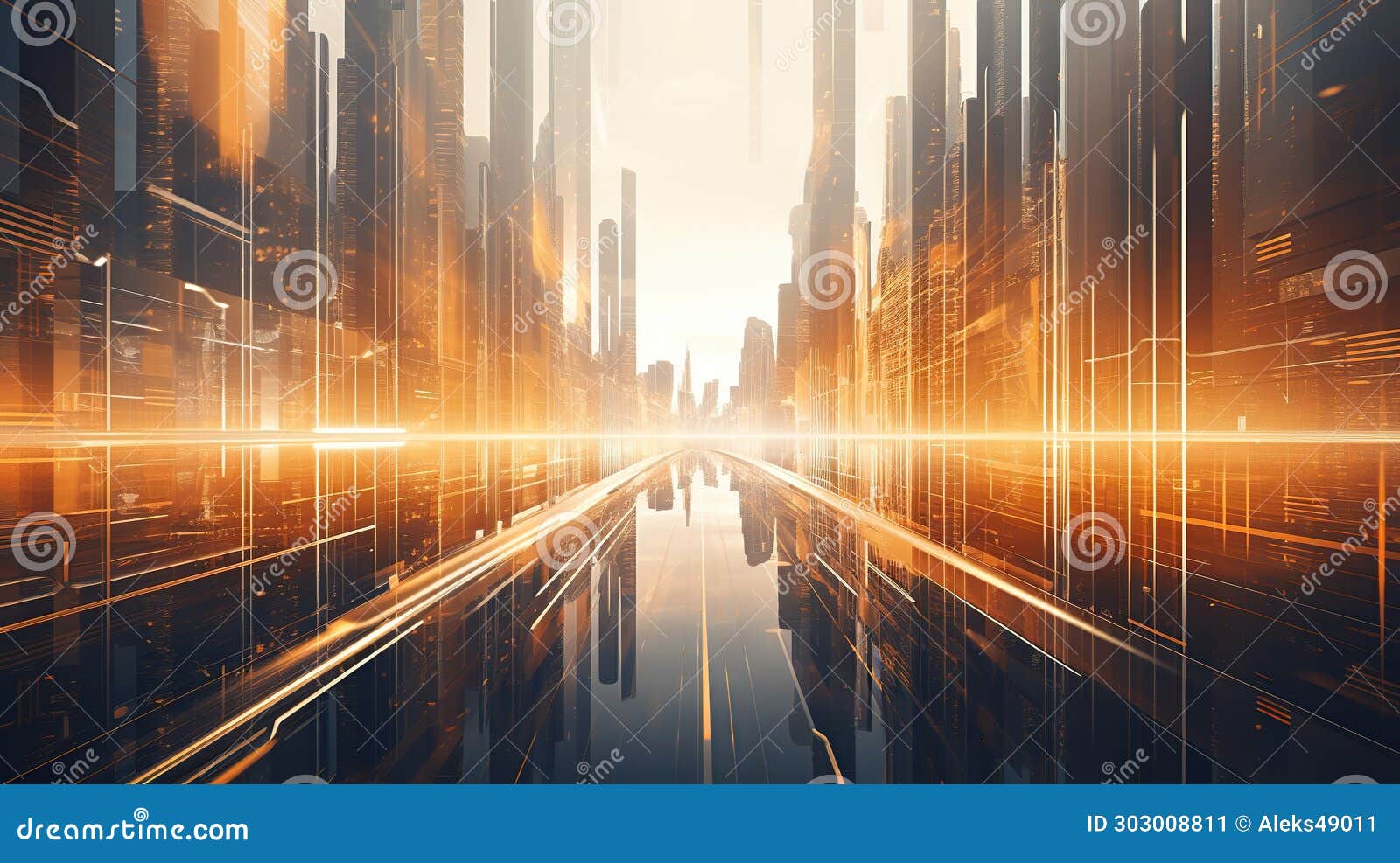 Abstract Technology Background.Cyber Buildings. City of the Future ...