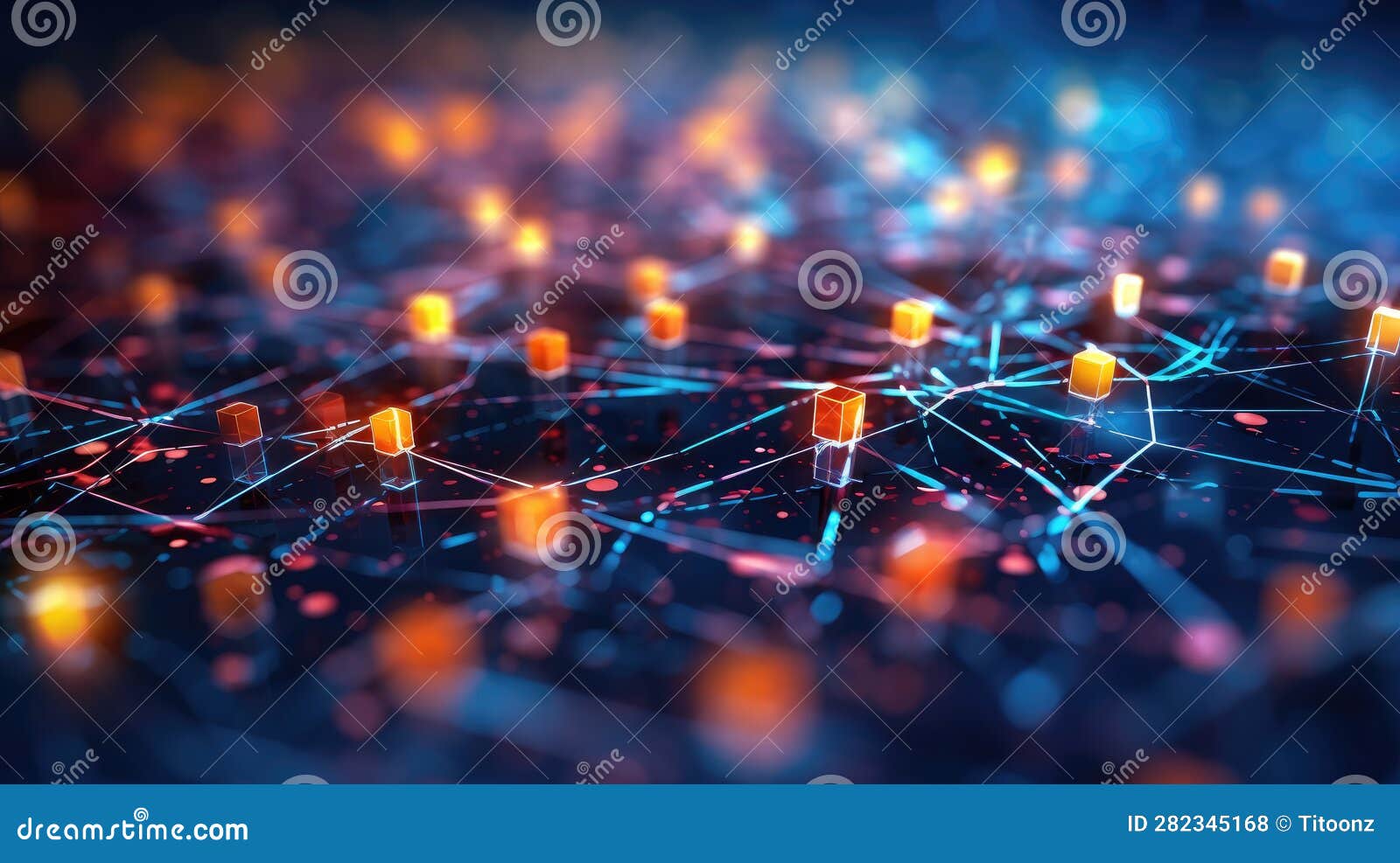 Abstract Technology Background with a Cyber Network Grid and Connected ...