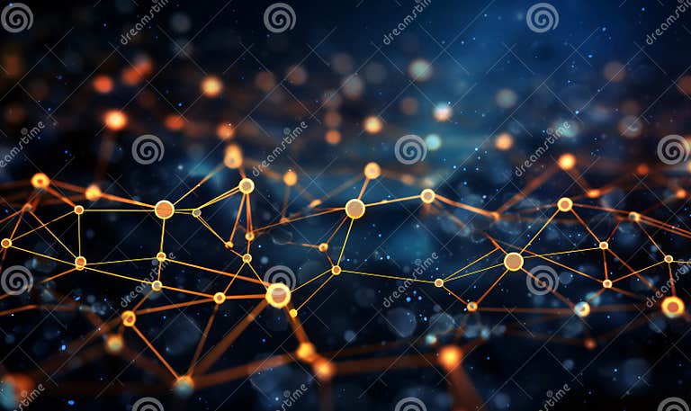 Abstract Technology Background with a Cyber Network Grid and Connected Particles Stock ...