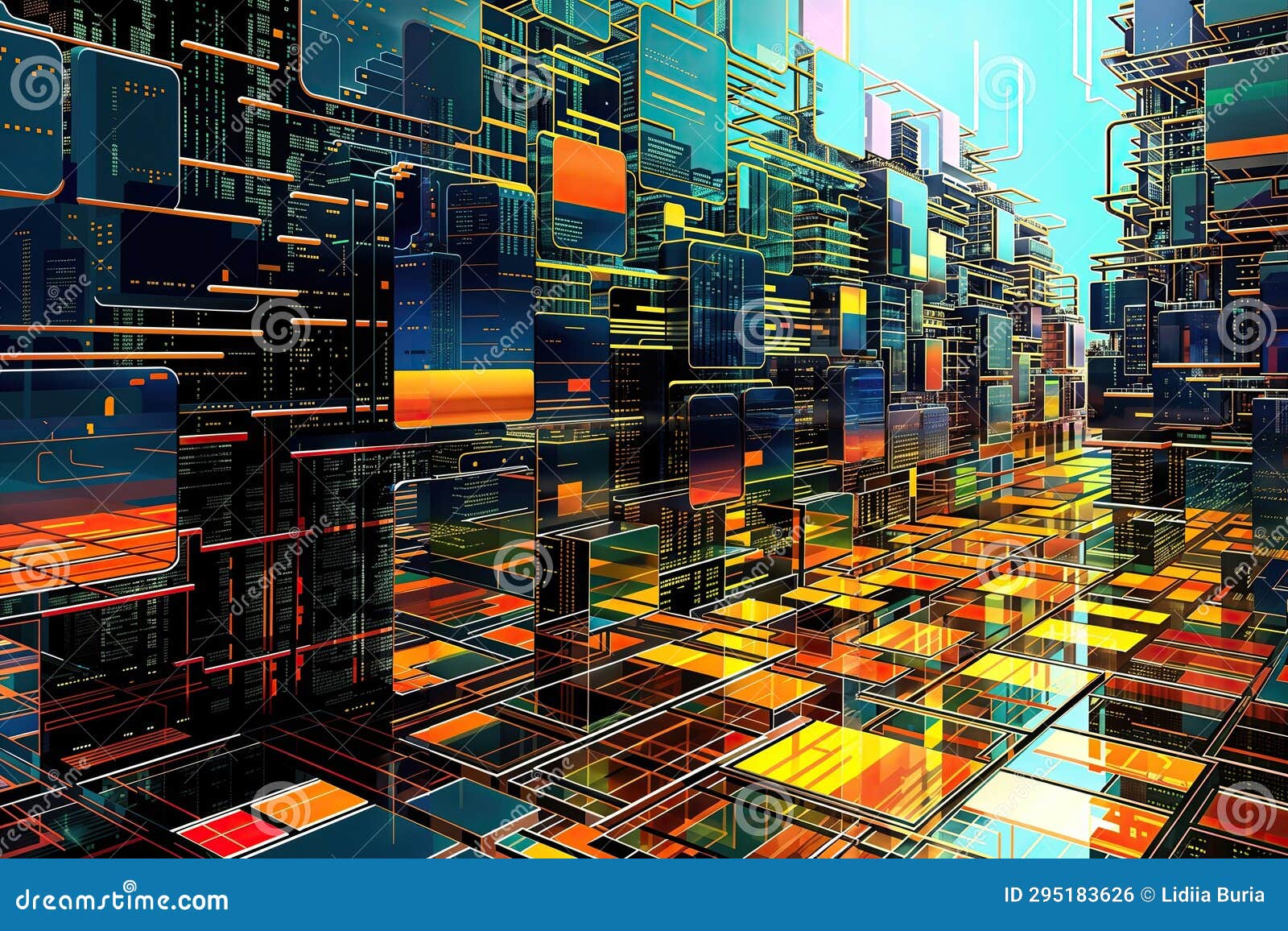 Abstract Technology Background. 3d Render, High-tech Illustration ...