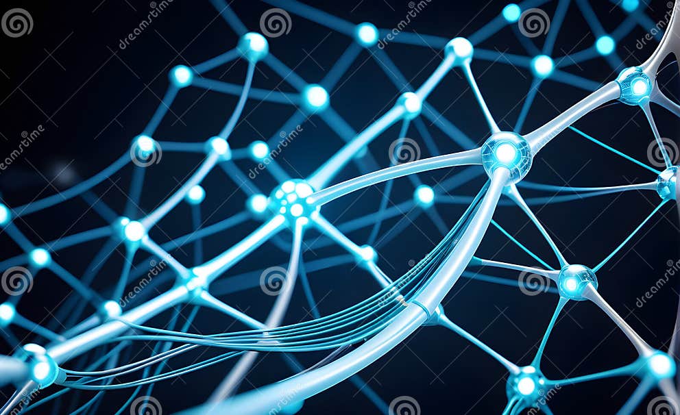 Abstract Technology Background of a Data Computing System with Connected Particles, Artificial ...