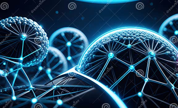 Abstract Technology Background of a Data Computing System with Connected Particles, Artificial ...