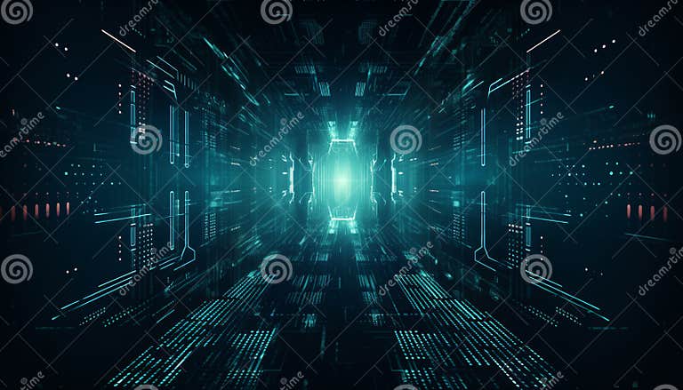 Abstract Technology Background. Circuit Dots, Lines and Binary Data. Generative AI Stock ...