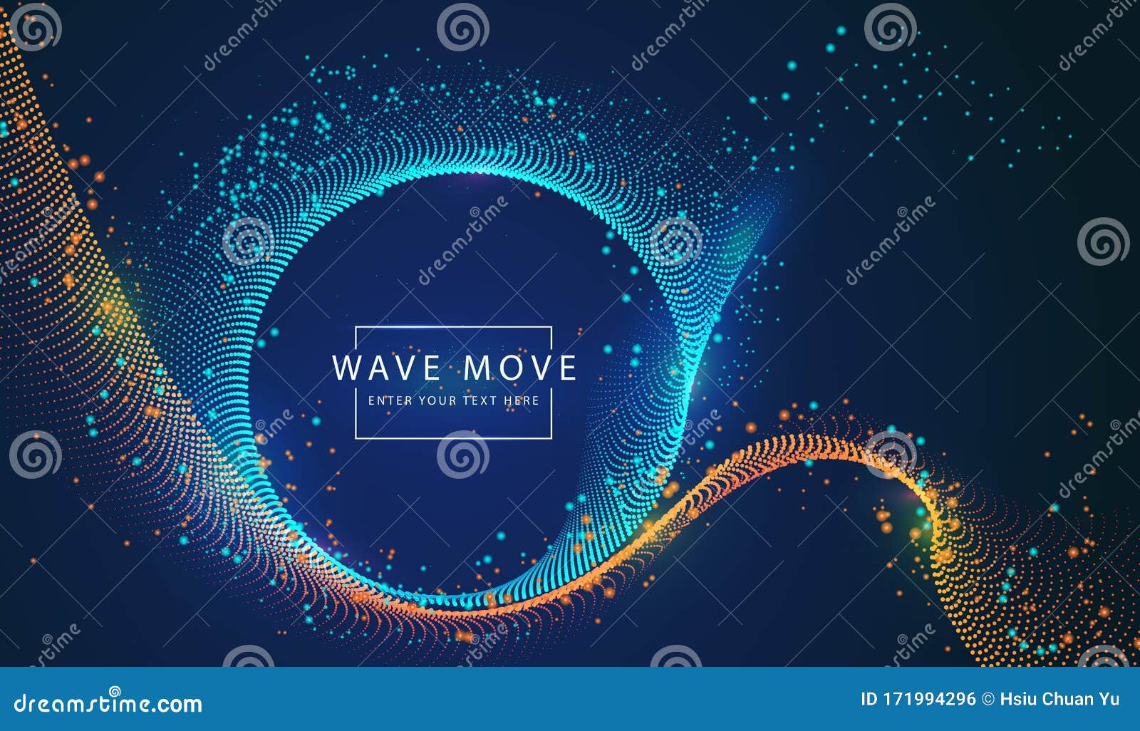 Abstract Technology Background Dyanmic Sparkle Wave Line. Cyber ...