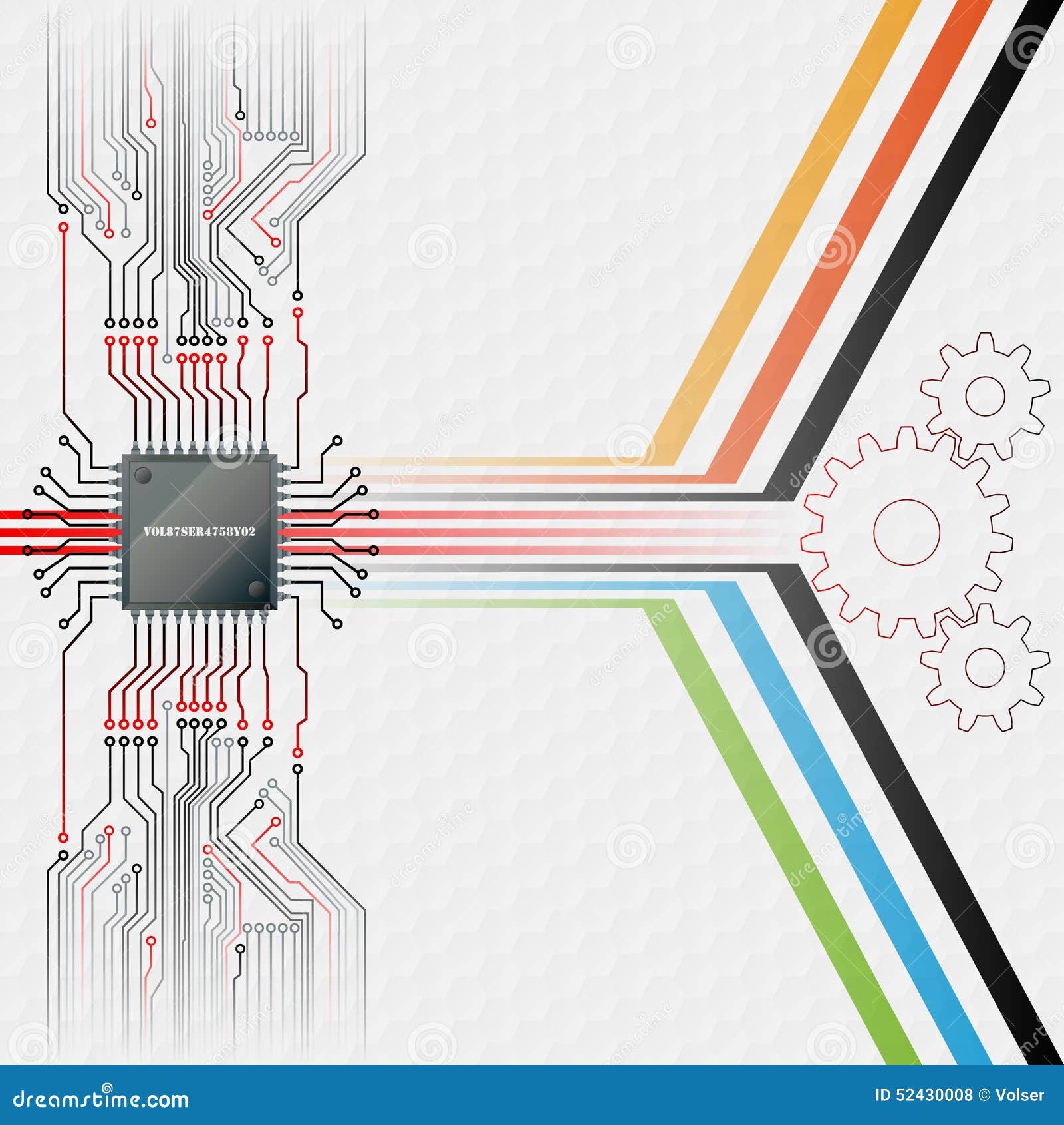 Abstract Technology Background; Electronic Chip Connected At Circuits ...