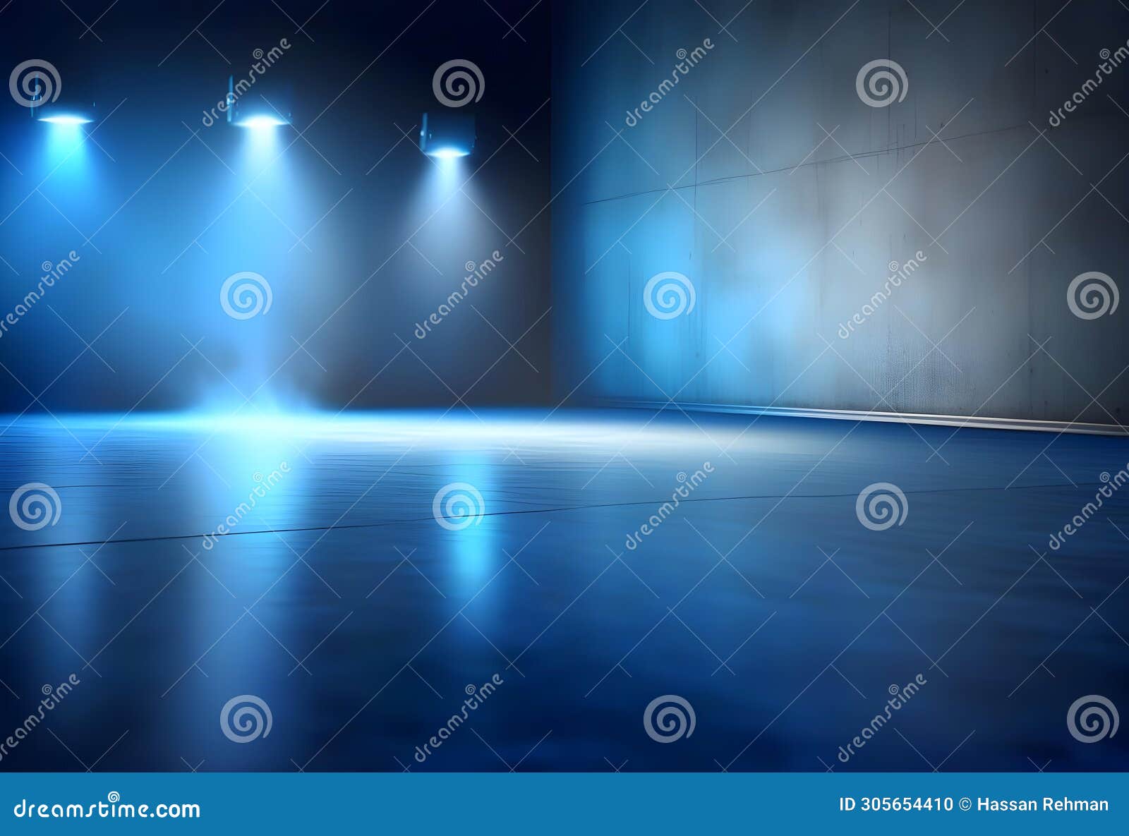 Abstract Technology Background, Empty Dark Blue Cement Floor, Studio ...