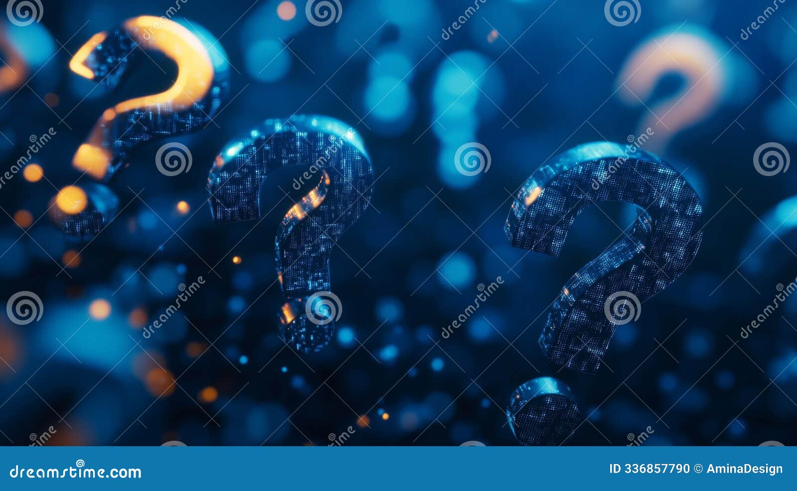 An Abstract Technology Background Featuring Multiple Question Marks and ...