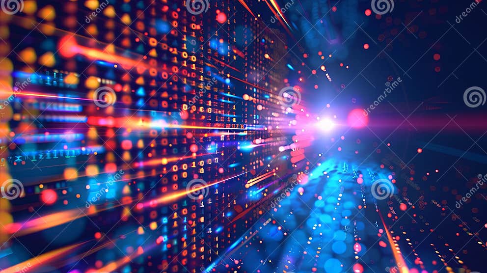 Abstract Technology Background Featuring Vibrant, Multicolored Data ...