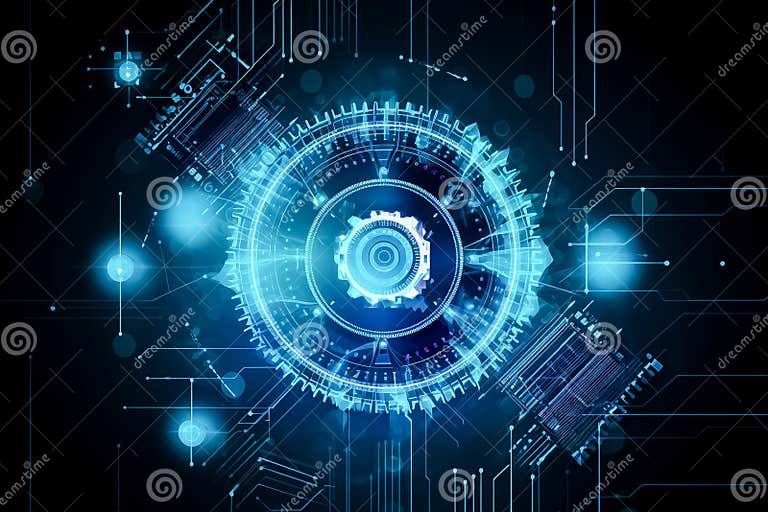 Abstract Technology Background with Gear Wheel and Circuit Board ...