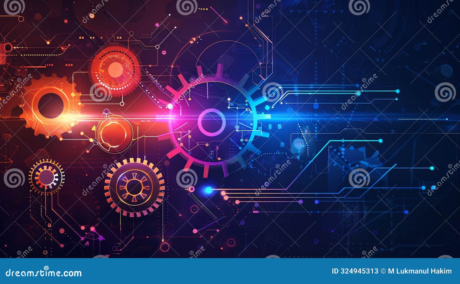 Abstract Technology Background with Gears and Circuitry. Concepts Stock ...