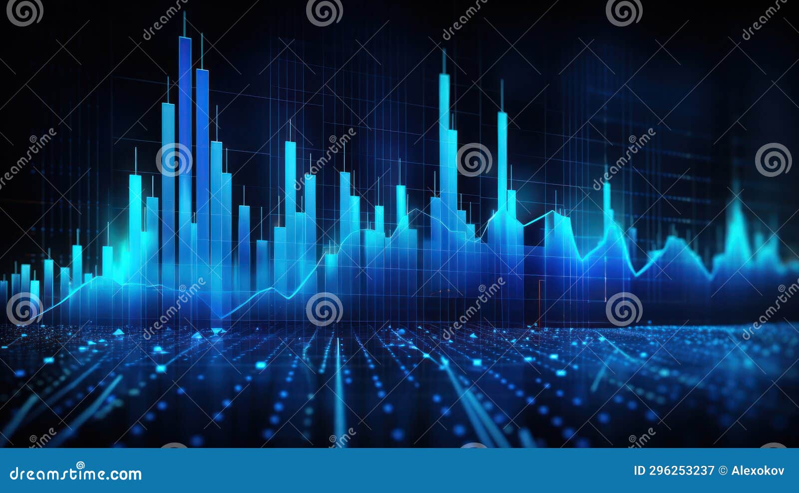 Abstract Technology Background with Glowing Forex Chart. 3d Rendering ...
