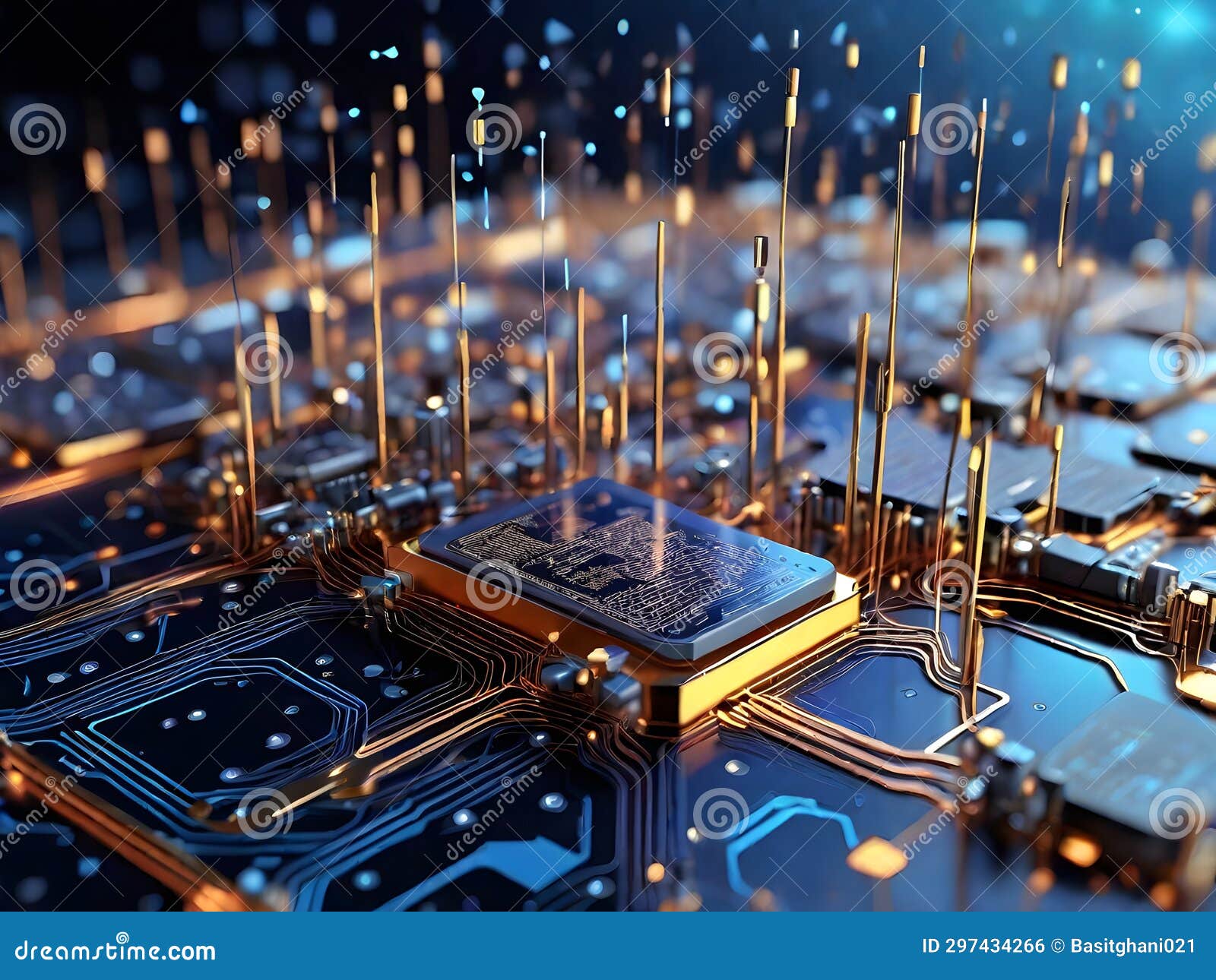 Abstract Technology Background with Illuminated Fiber Optic Connections ...