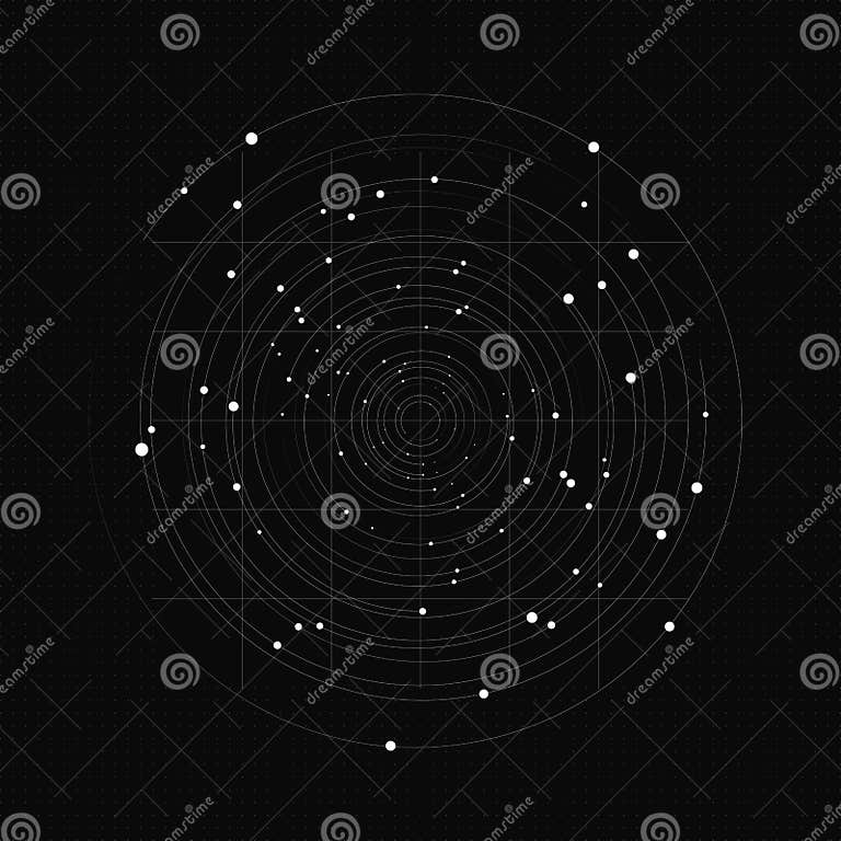 Abstract Technology Background. Map of the Planets. Black Color Science ...