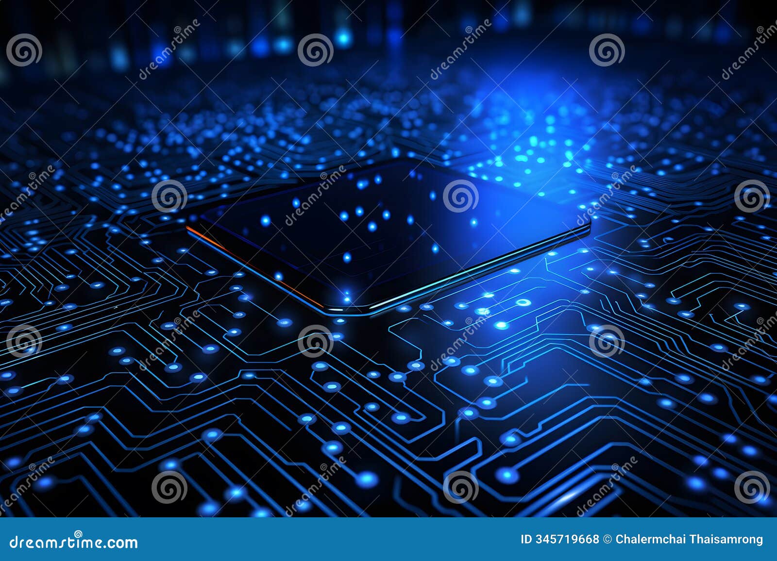 Abstract Technology Background Neon Circuit Blue Neon by Generative AI ...