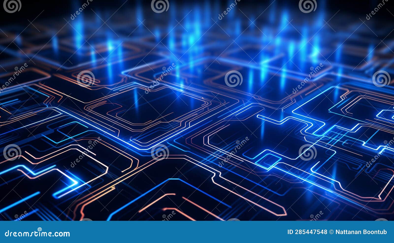 Abstract Technology Background Neon Circuit Blue Neon. Technology ...
