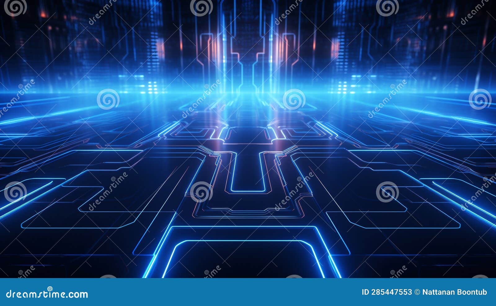 Abstract Technology Background Neon Circuit Blue Neon. Technology ...