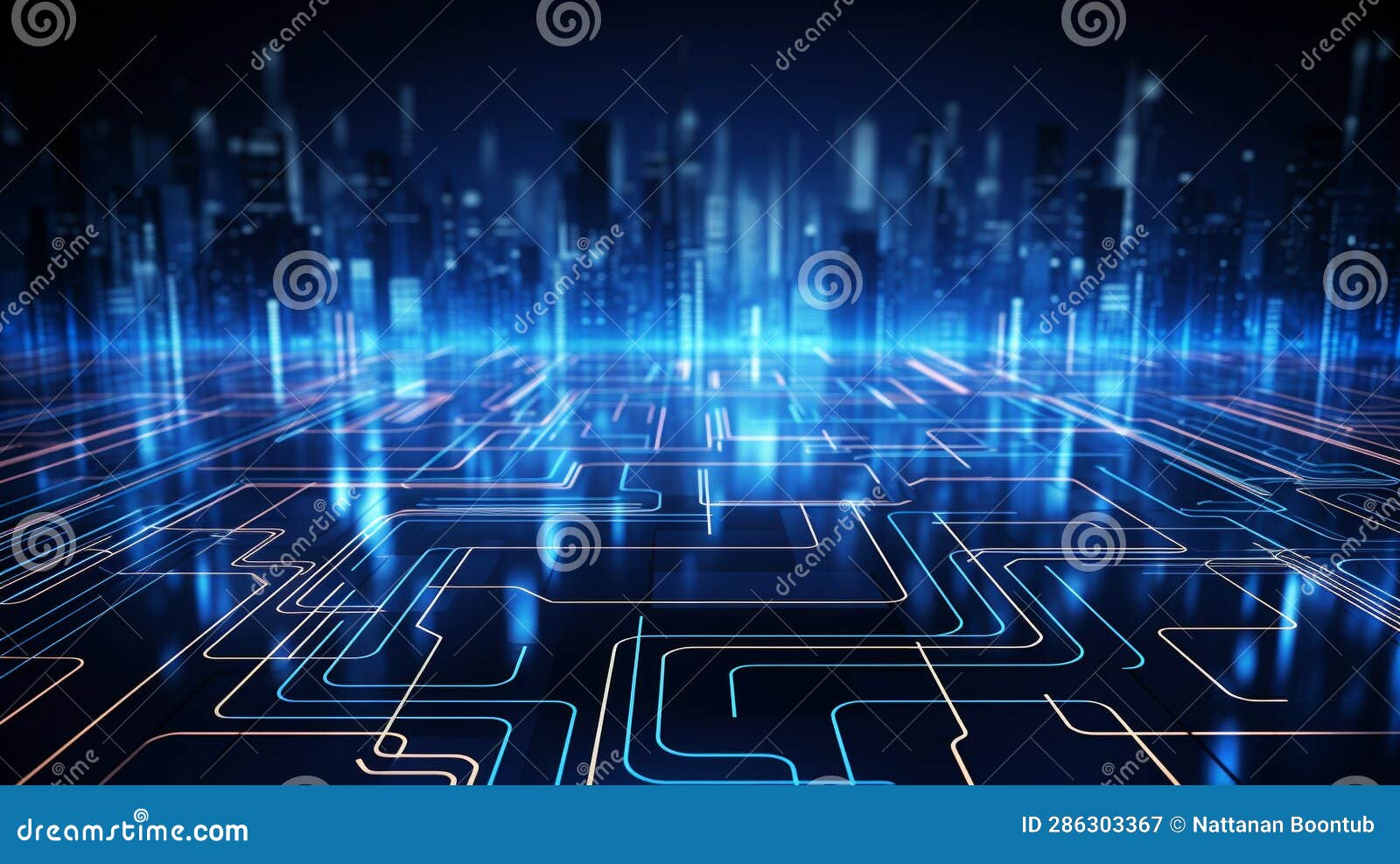 Abstract Technology Background with Neon Circuit. Generative Ai Stock ...