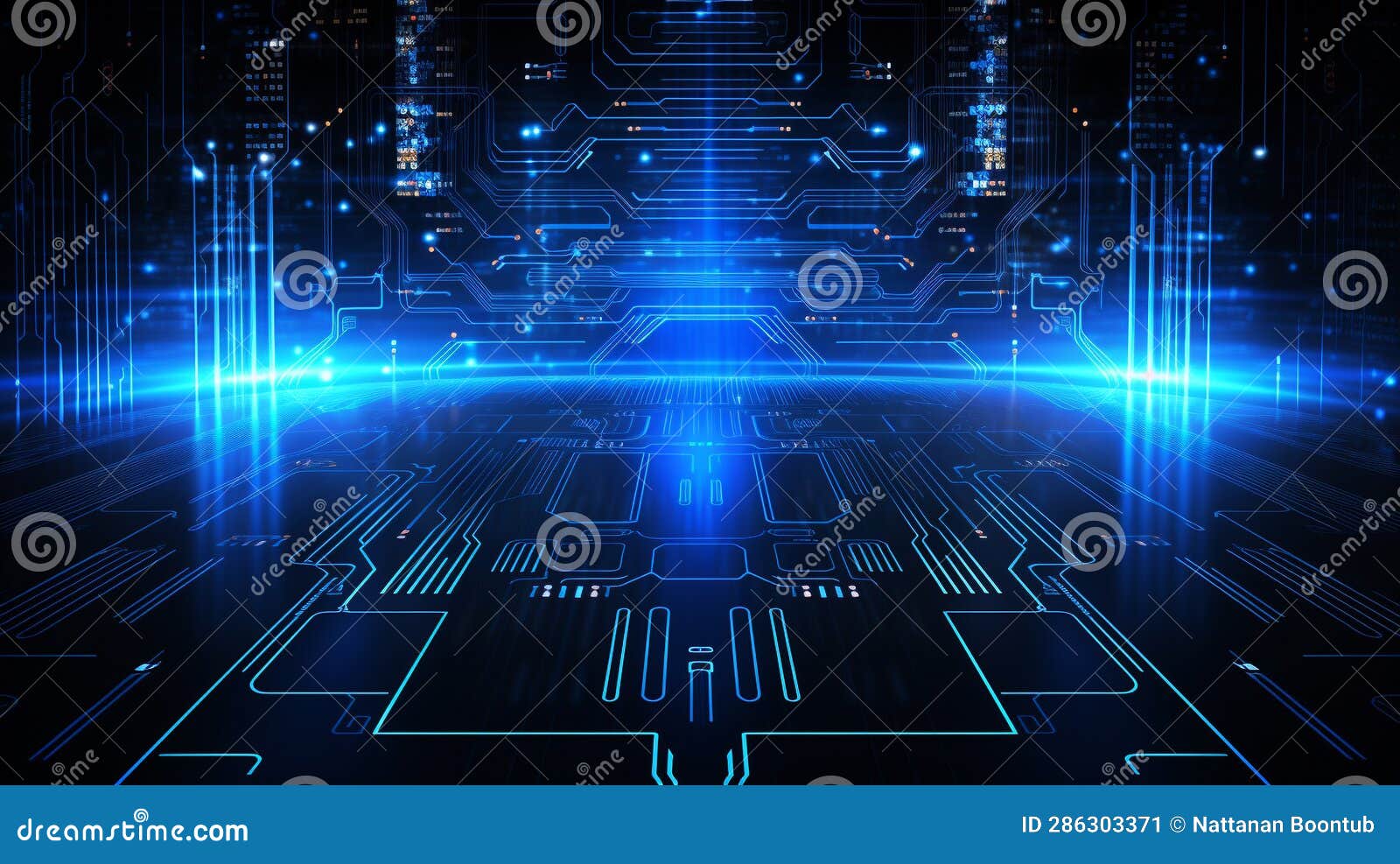 Abstract Technology Background with Neon Circuit. Generative Ai Stock ...