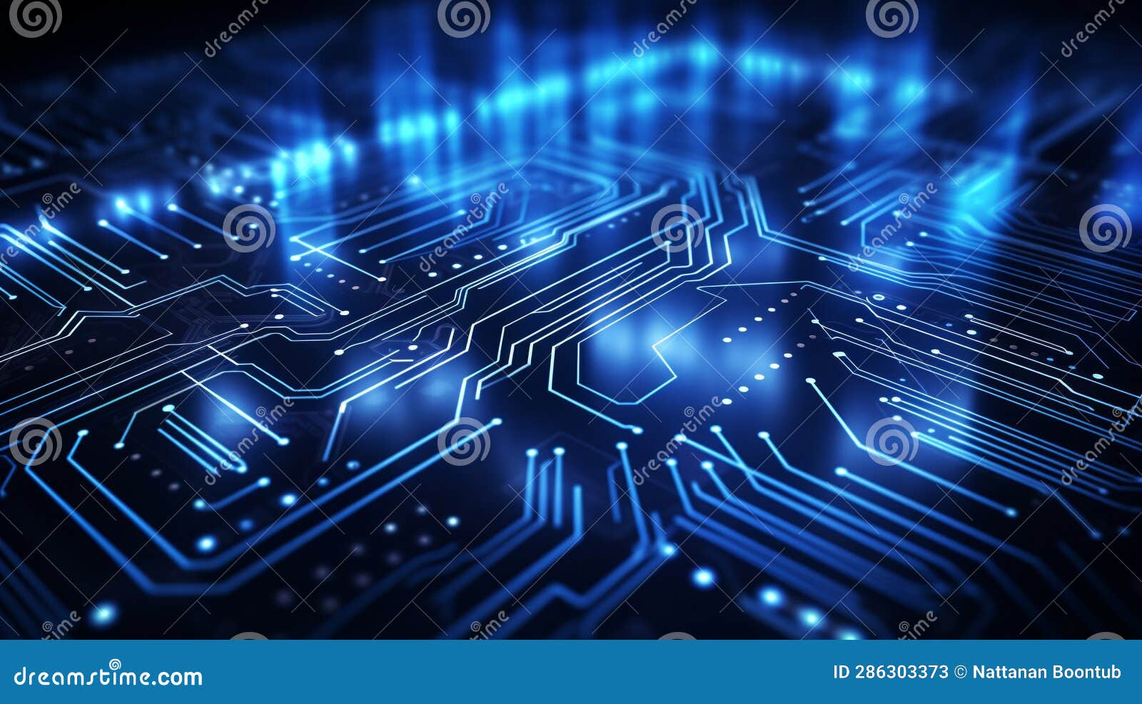 Abstract Technology Background with Neon Circuit. Generative Ai Stock ...