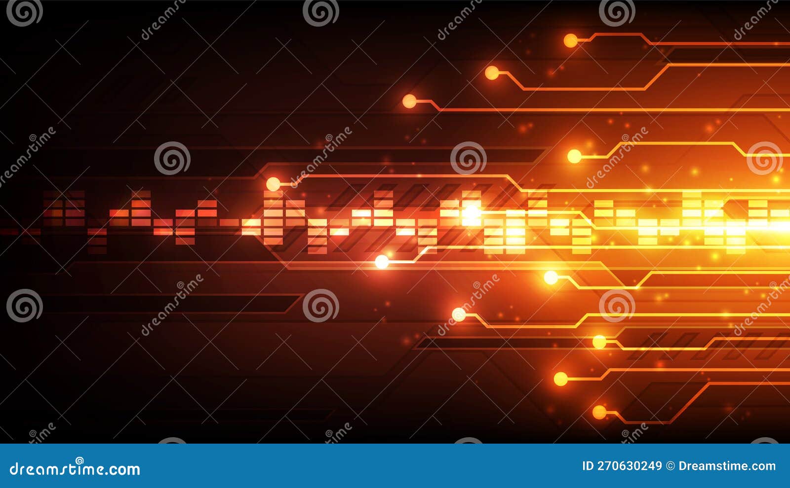 Abstract Technology Background. Orange Circuit Board. Vector ...
